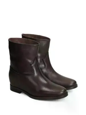 JULIE DEE Topstitched Leather Ankle Boots