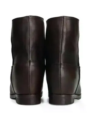 JULIE DEE Topstitched Leather Ankle Boots