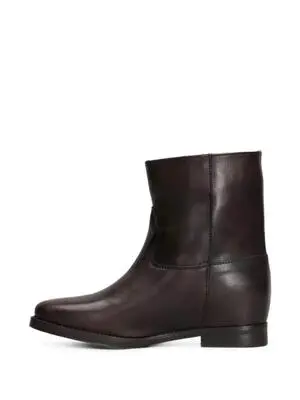 JULIE DEE Topstitched Leather Ankle Boots