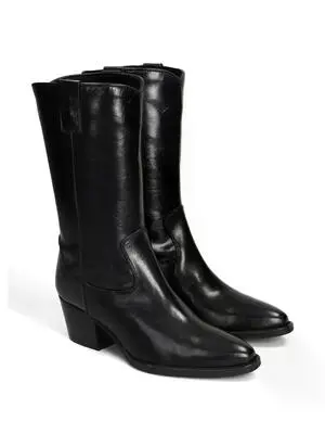JULIE DEE Block-heel Texan Boots - Black