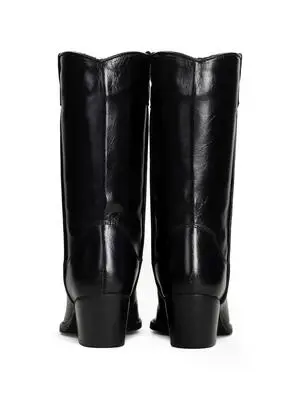 JULIE DEE Block-heel Texan Boots - Black