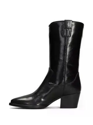 JULIE DEE Block-heel Texan Boots - Black