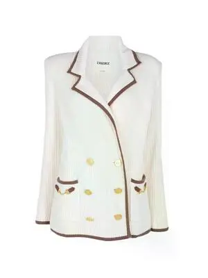 L'Agence Ranch Double-breasted Knit Blazer - Neutrals