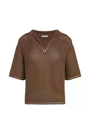 12 STOREEZ Meadow Crochet-knit Top - Brown