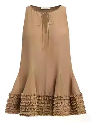 12 STOREEZ Keyhole Ruffled Mini Dress - Brown