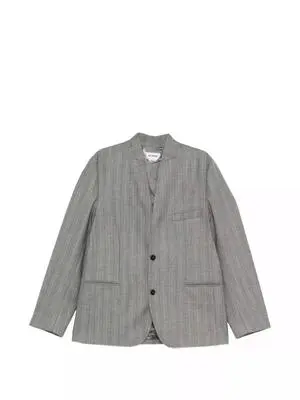 HED MAYNER Pinstripe Collarless Blazer - Grey