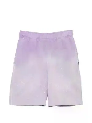 PALE CLOUD Ombré-effect Paint-splatter Shorts - Purple