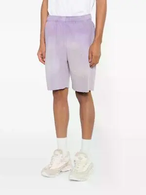PALE CLOUD Ombré-effect Paint-splatter Shorts