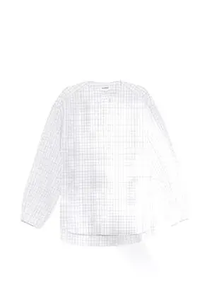 HED MAYNER Check-pattern Collarless Shirt