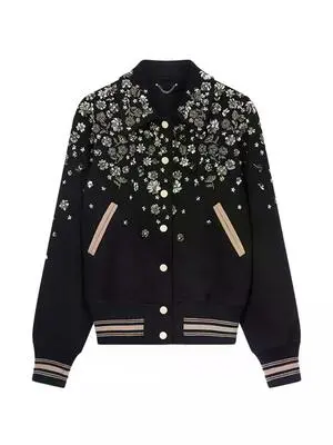 GOLDEN GOOSE Floral Embellished Logo Patch Bomber Jacket