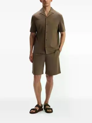 12 STOREEZ Short-sleeve Cotton Shirt - Brown