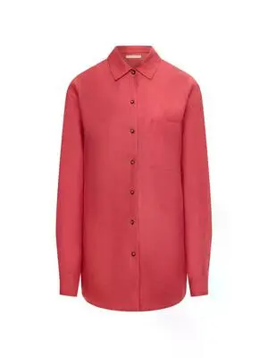12 STOREEZ Patch-pocket Linen Shirt - Red