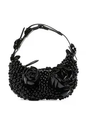 INNERRAUM Floral-appliqué Mini Bag - Black