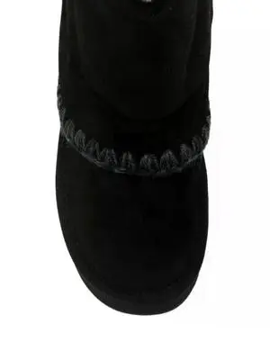 Mou Crochet Trim Bow Detail Boots - Black