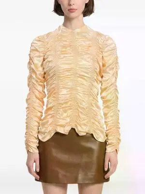 Khaite Rory Ruched Long-sleeve Blouse