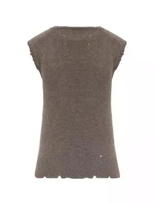 MAISON MARGIELA Distressed V-neck Vest - Brown