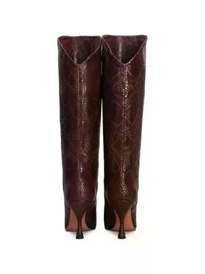 CASTAGNA Snake-effect Knee-high Boots - Red