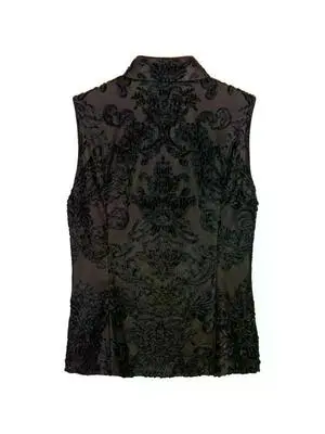 Shanghai Tang Floral Qipao Sleeveless Top - Black