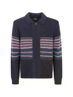 Paul Smith Striped Cotton Cardigan - Blue
