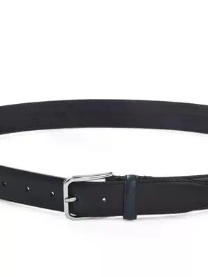 BOSS Leather Business Belt With Polished Silver Buckle