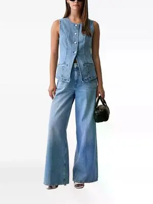 MORGAN Button-up Denim Top - Blue