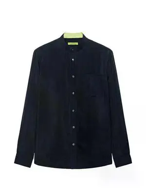 Shanghai Tang Fortune Mandarin-collar Chest-pocket Shirt - Blue