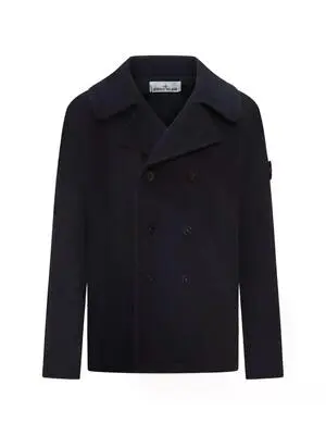 Stone Island Double-breasted Wool Peacoat
