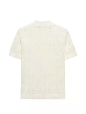 Shanghai Tang Openwork Knit Mandarin Collar Top