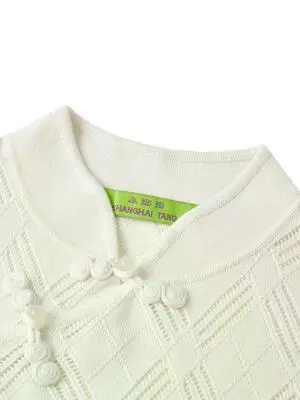 Shanghai Tang Openwork Knit Mandarin Collar Top