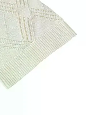 Shanghai Tang Openwork Knit Mandarin Collar Top - Neutrals