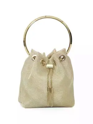 JIMMY CHOO Bon Bon Champagne Metallic-mesh Bucket Bag