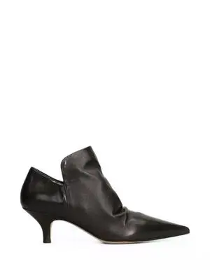 THE SELLER Ruched Pointed-toe Ankle Boots - Brown