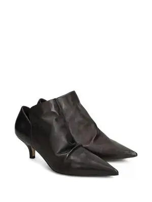 THE SELLER Ruched Pointed-toe Ankle Boots - Brown