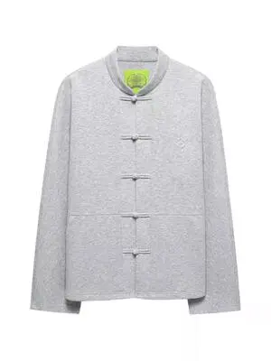 Shanghai Tang Frog-fastening Logo-embossed Jacket - Grey
