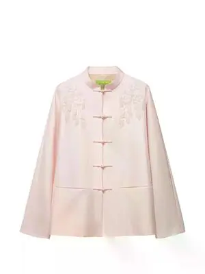 Shanghai Tang Beaded Twwill Frog-fastening Jacket - Pink