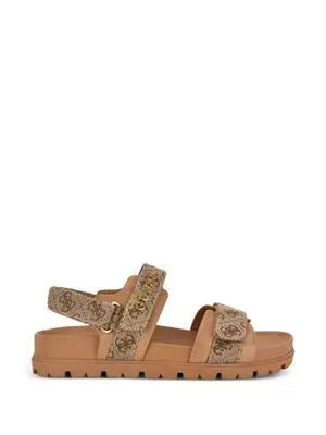 Guess Guess Monogram Print Touch-Strap Sandals Brown