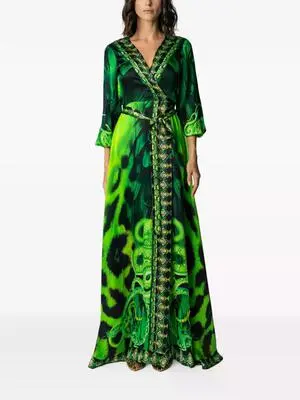 MIAU BY CLARA ROTESCU Snake-print Wrap Maxi Dress