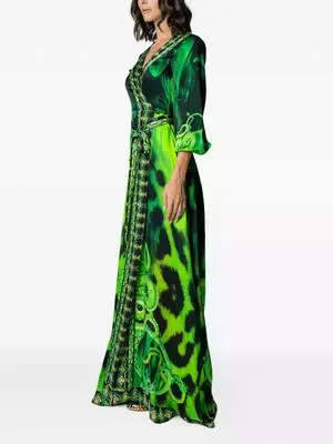 MIAU BY CLARA ROTESCU Snake-print Wrap Maxi Dress