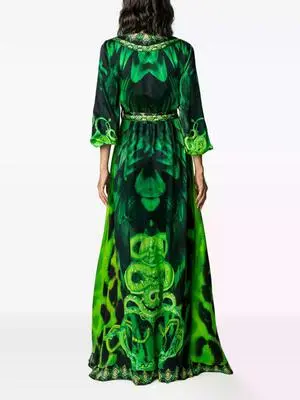 MIAU BY CLARA ROTESCU Snake-print Wrap Maxi Dress