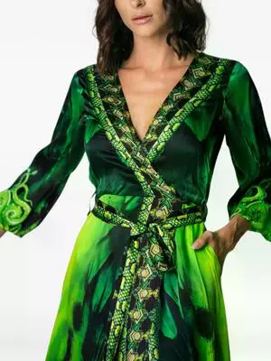 MIAU BY CLARA ROTESCU Snake-print Wrap Maxi Dress