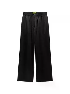 Shanghai Tang Wide-leg Mulberry Silk Trousers - Black