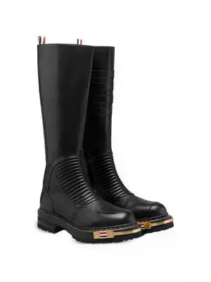 Thom Browne Leather Moto Knee-high Boots