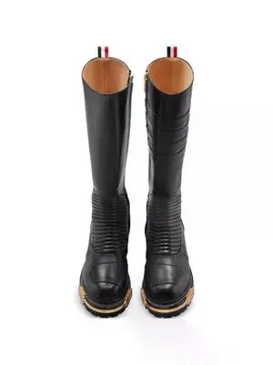 Thom Browne Leather Moto Knee-high Boots