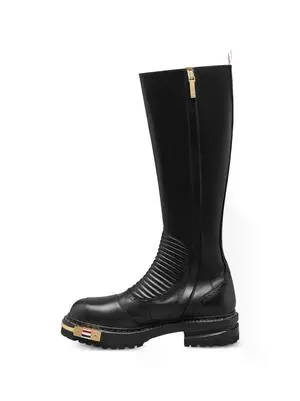Thom Browne Leather Moto Knee-high Boots