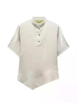 Shanghai Tang Drape Frog-button Asymmetric Top - Grey