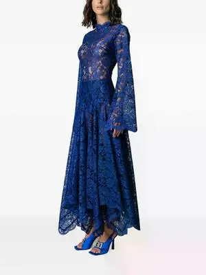 MIAU BY CLARA ROTESCU Lace-overlay Flared Dress