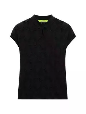 Shanghai Tang Openwork-knit Silk Top - Black