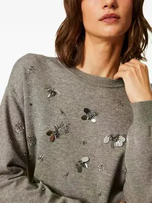 TWINSET Embroidered Crew Neck Sweater
