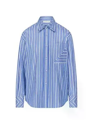 Victoria Beckham Striped Pocket Detail Shirt - Blue