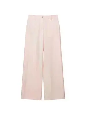 Shanghai Tang Flared Silk Trousers - Pink